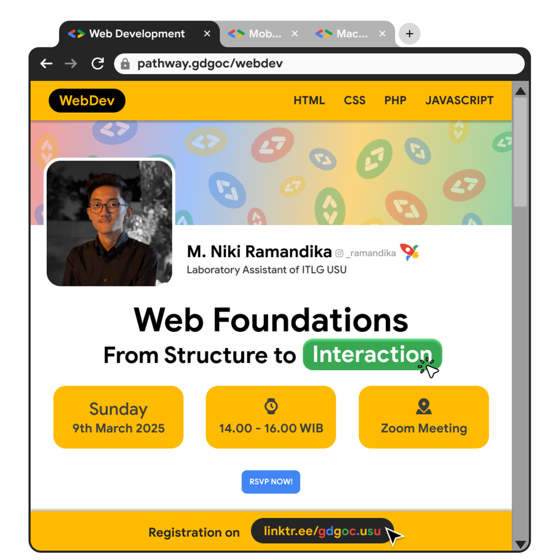 See Web Foundations – From Structure to Interaction. at Google Developer Groups GDG on Campus ...